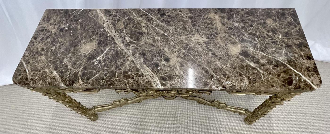 Serge Roche - Mid Century Fleur de Lis Console, Marble, Serge Roche Style