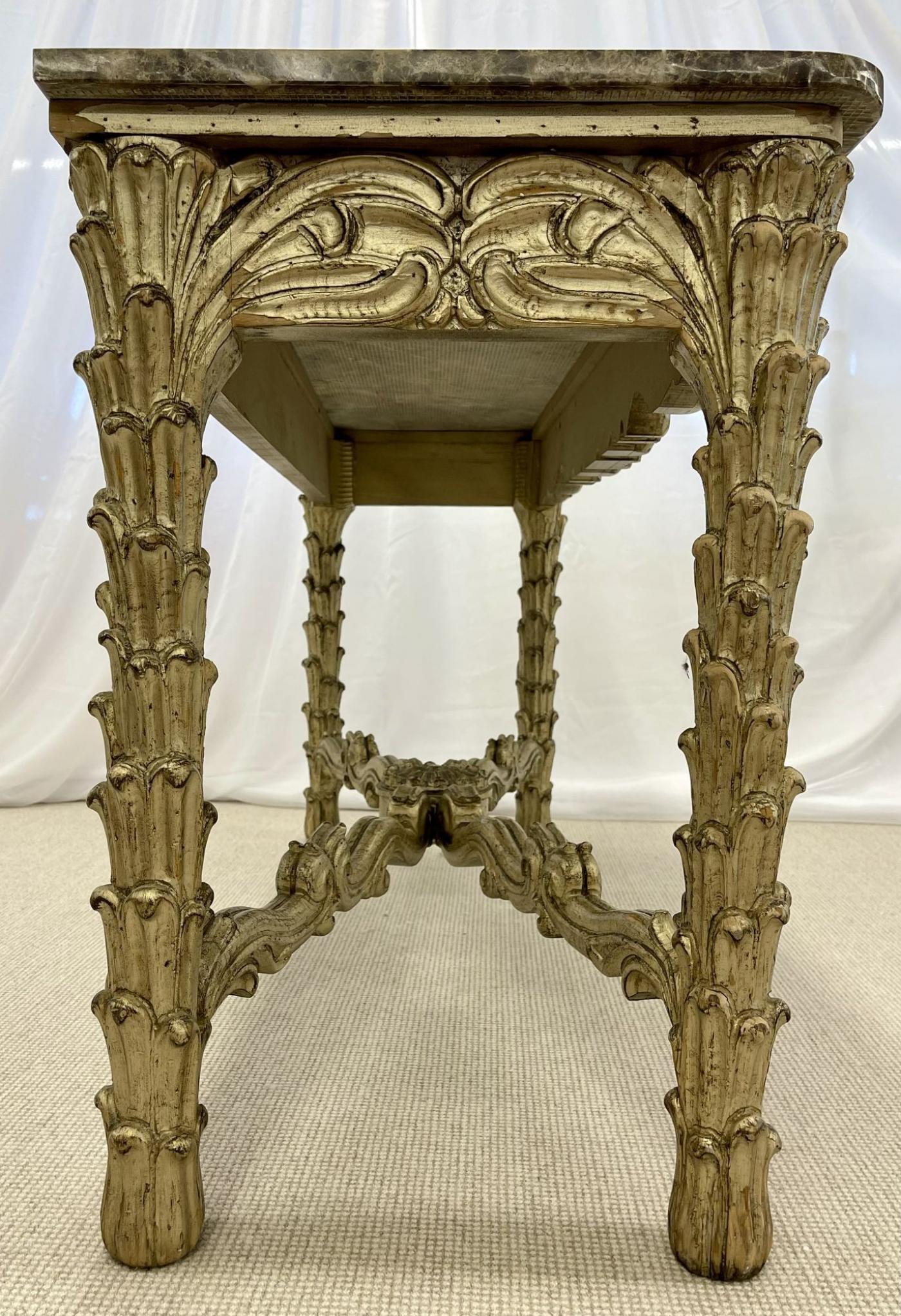 Serge Roche - Mid Century Fleur de Lis Console, Marble, Serge Roche Style