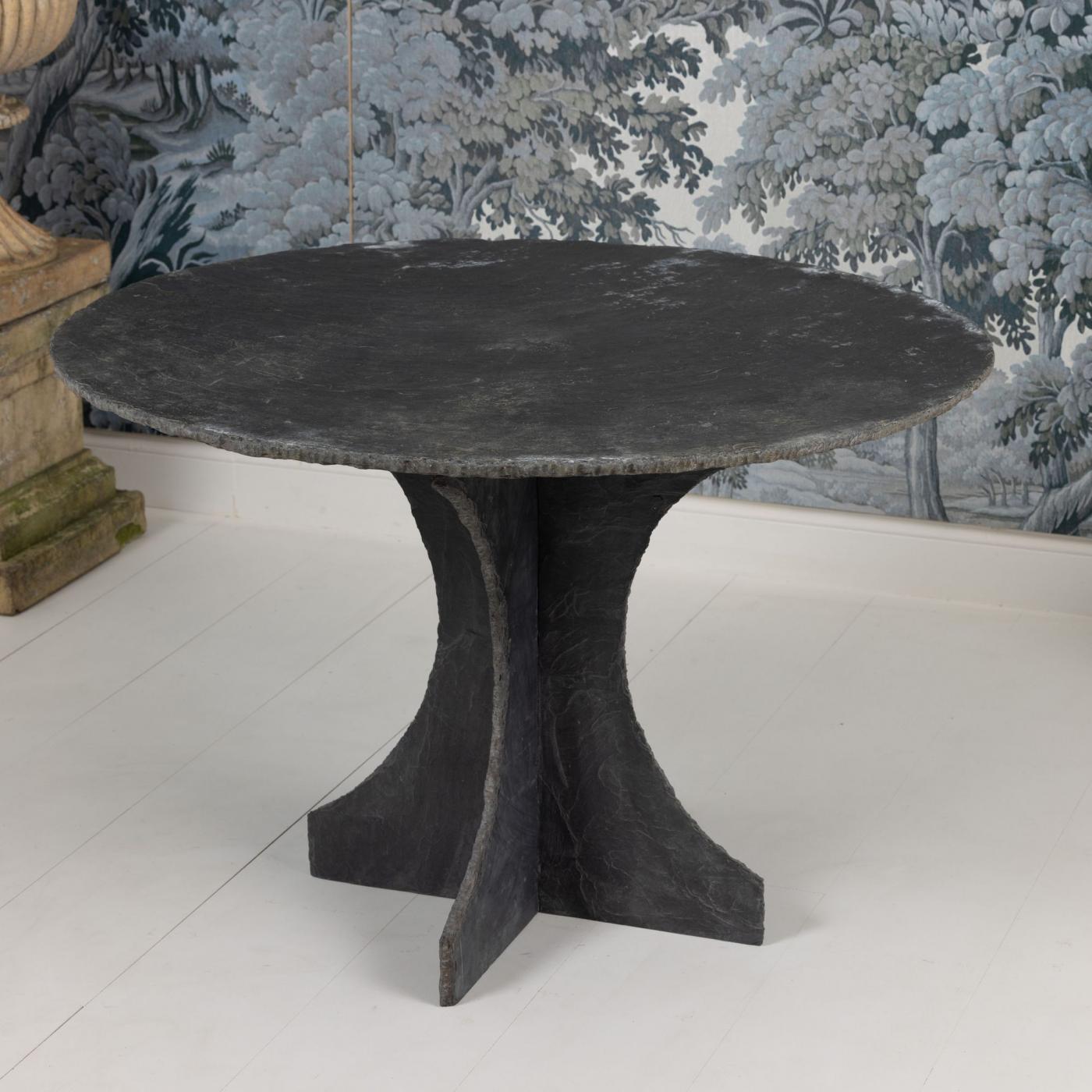 Mid Century French Round Slate Table