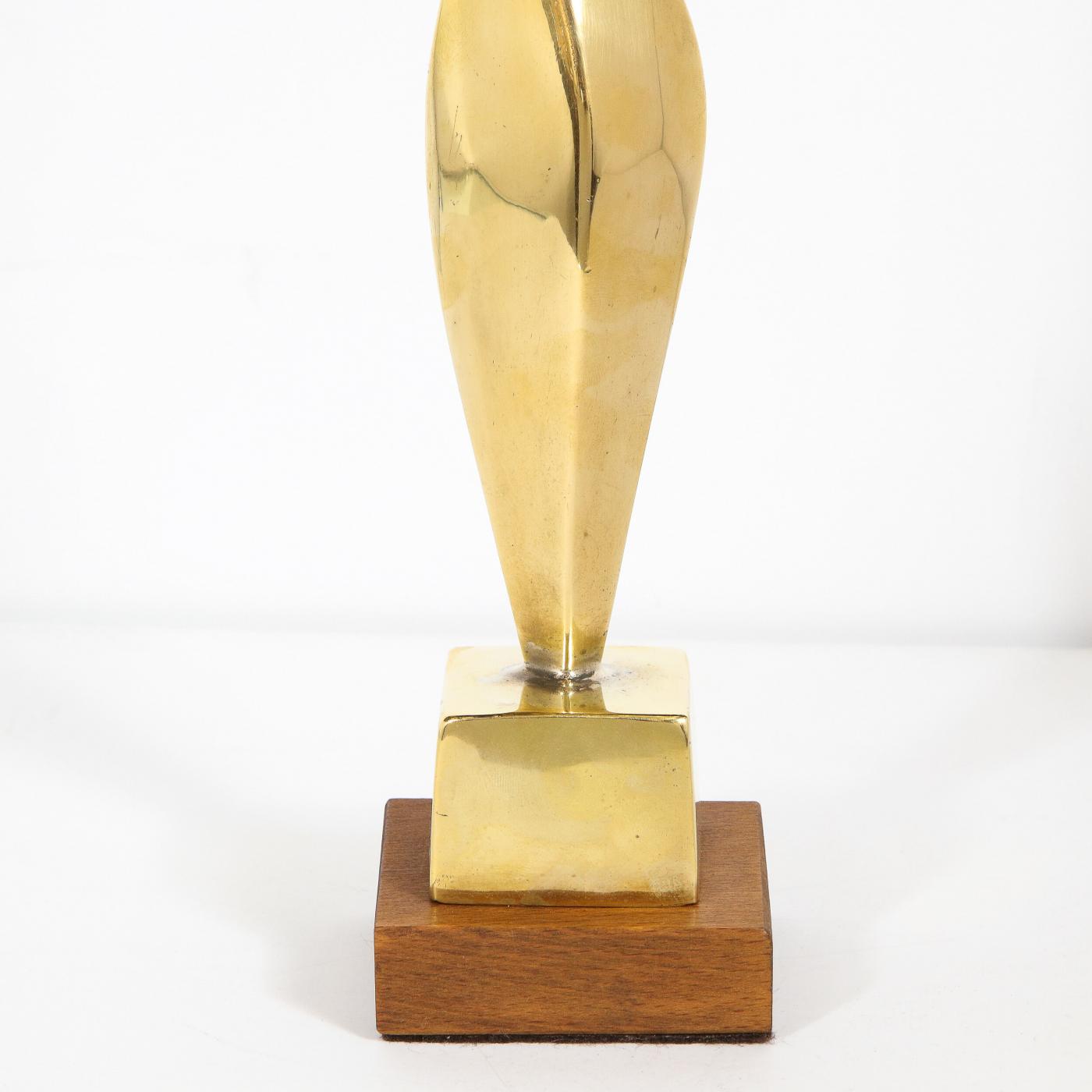 Mid-Century Modern Abstract Hourglass Form Brass Sculpture by Moshe Ziffer