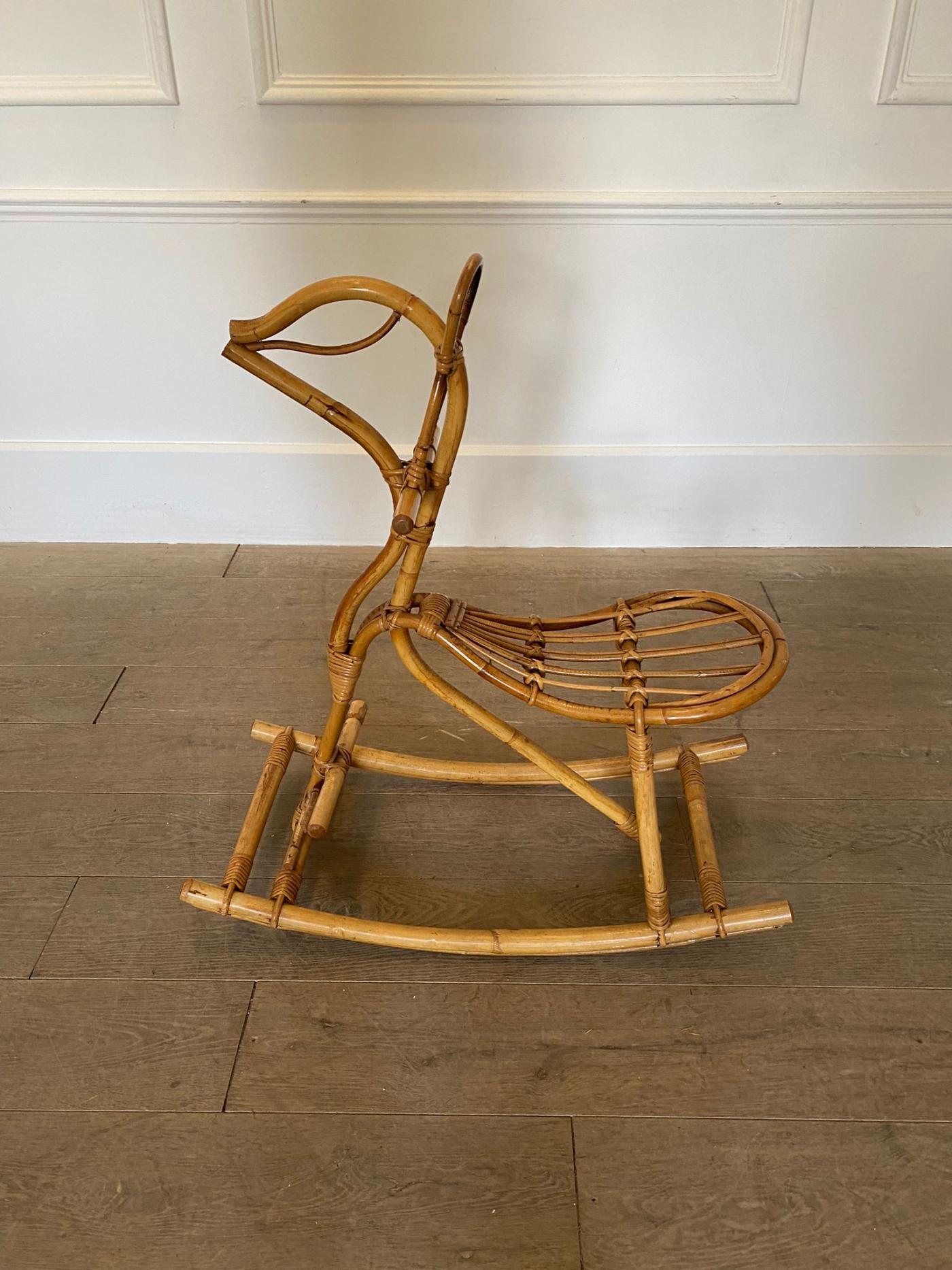 Mid Century Modern Bamboo Rocking Horse
