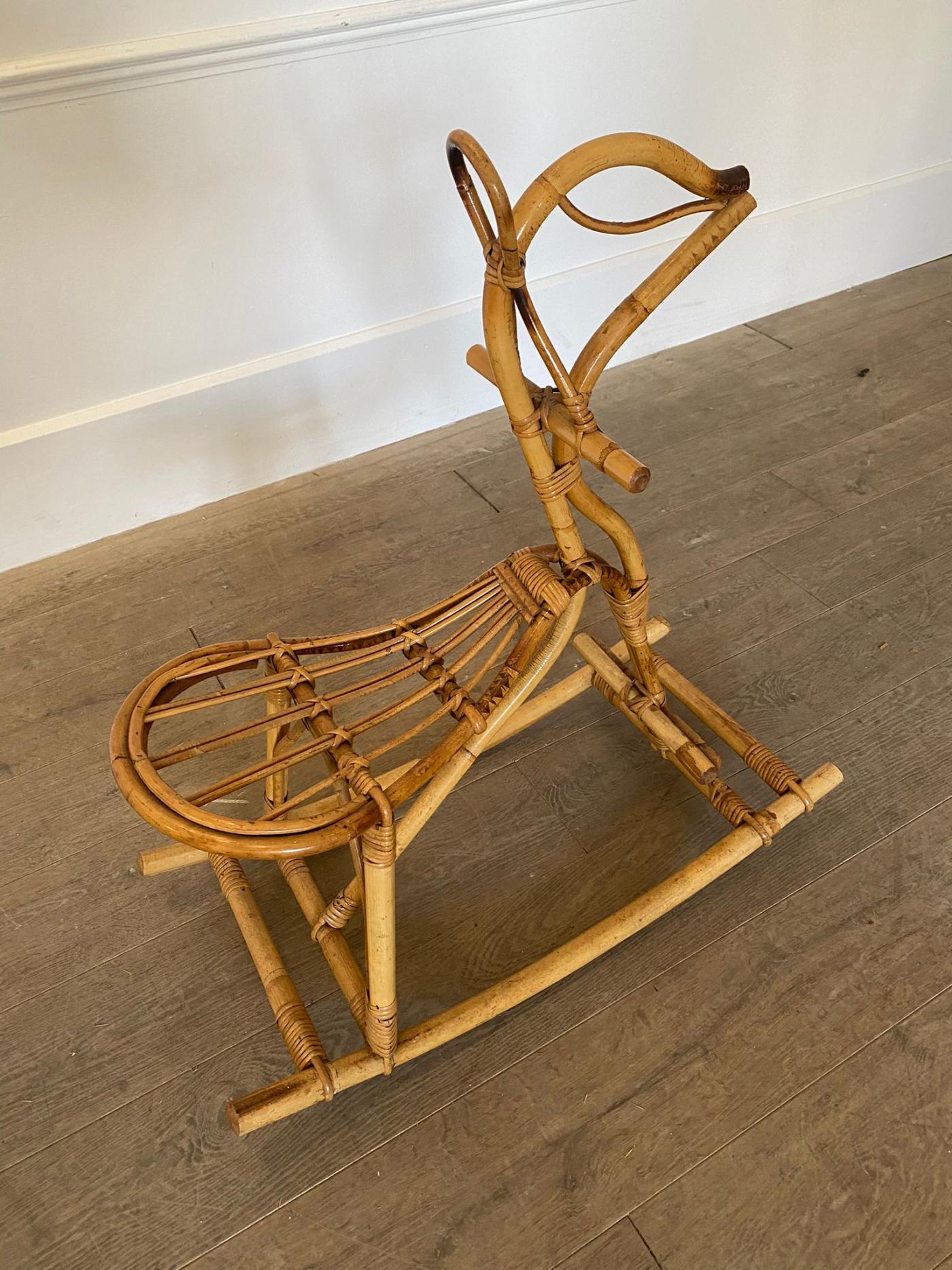 Mid Century Modern Bamboo Rocking Horse