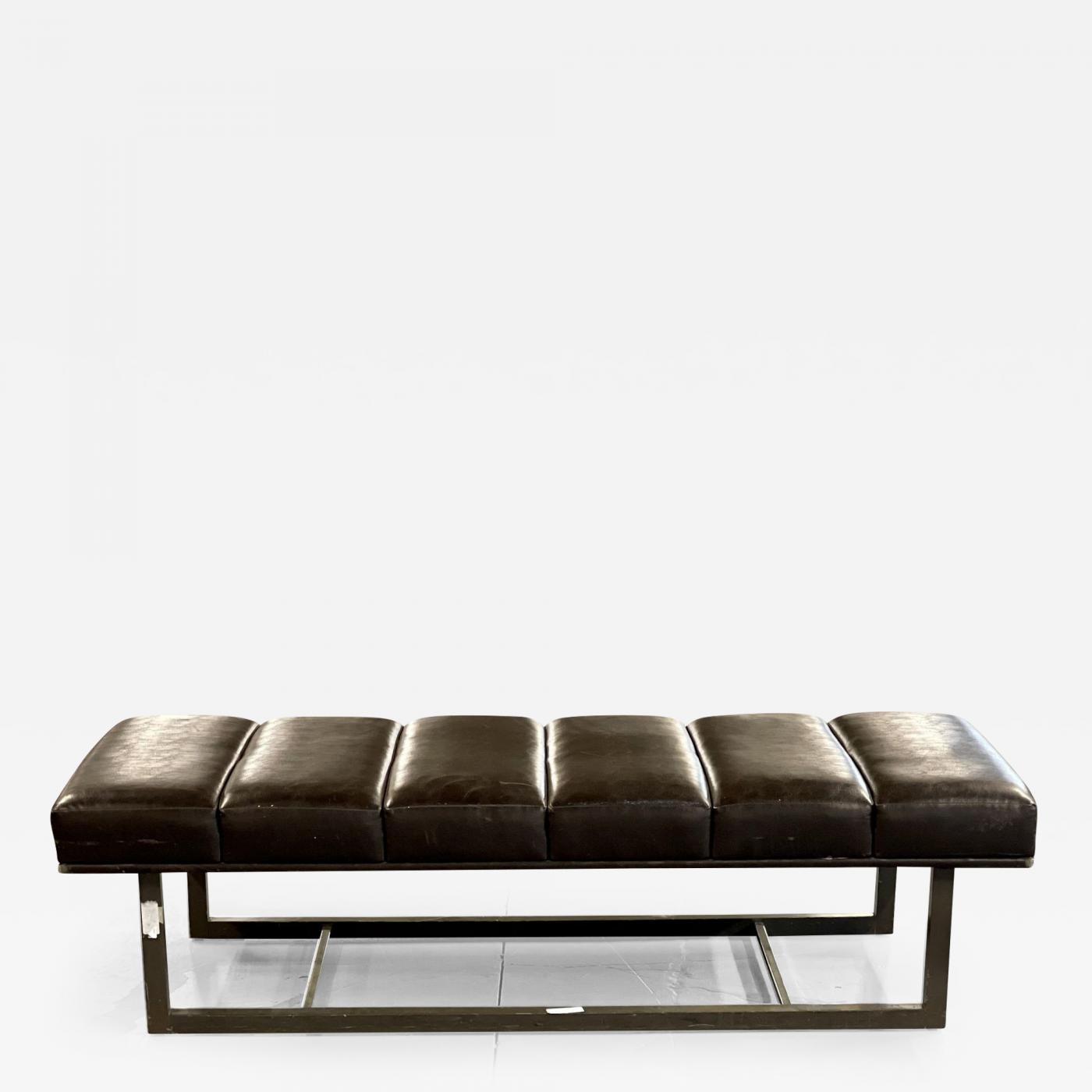 Mid-Century Modern Bench / Ottoman, Leather, Steel