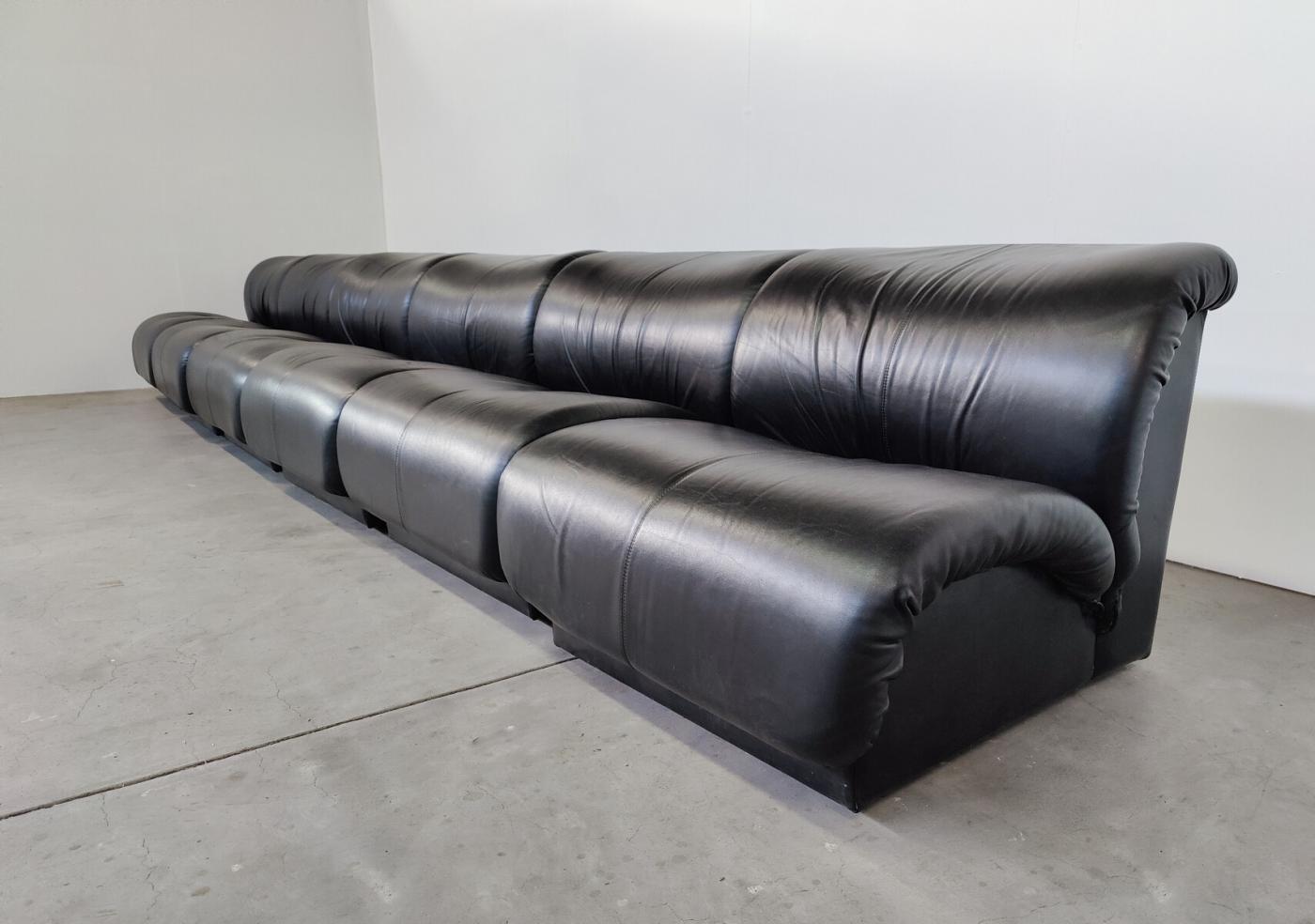 Doimo Salotti - Mid Century Modern Black Leather Modular Sofa by Doimo ...