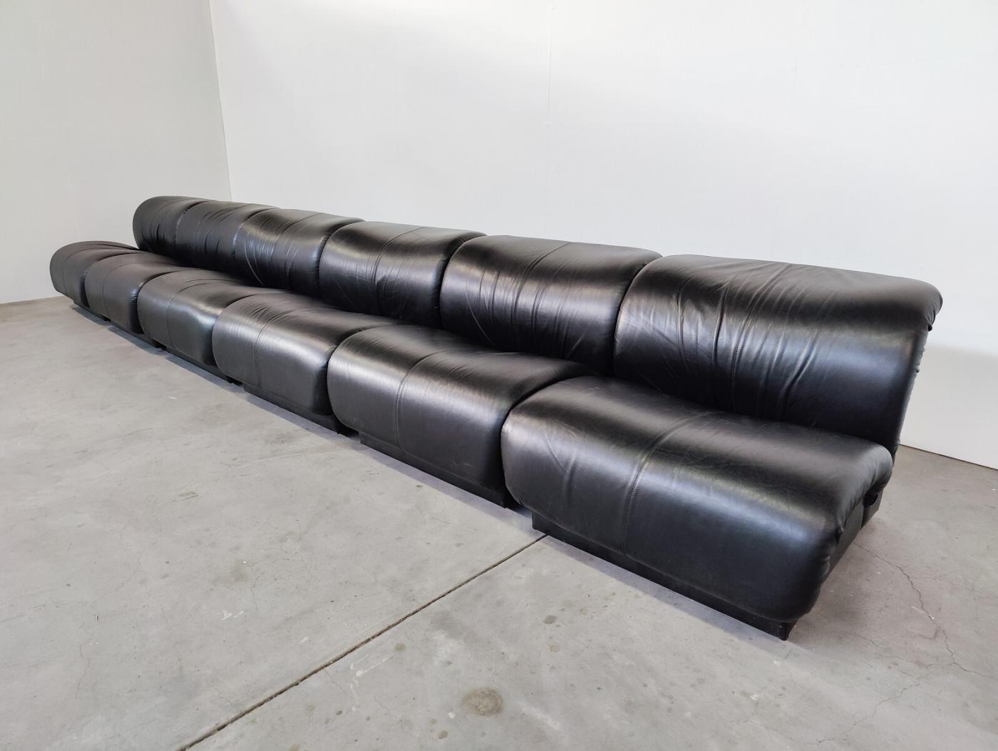 Doimo Salotti - Mid Century Modern Black Leather Modular Sofa by Doimo ...