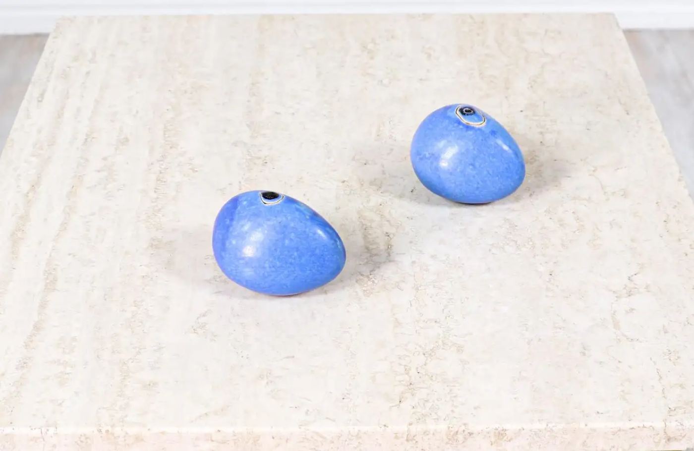 Mid-Century Modern Blue Glazed Ceramic Weed Pot Vases