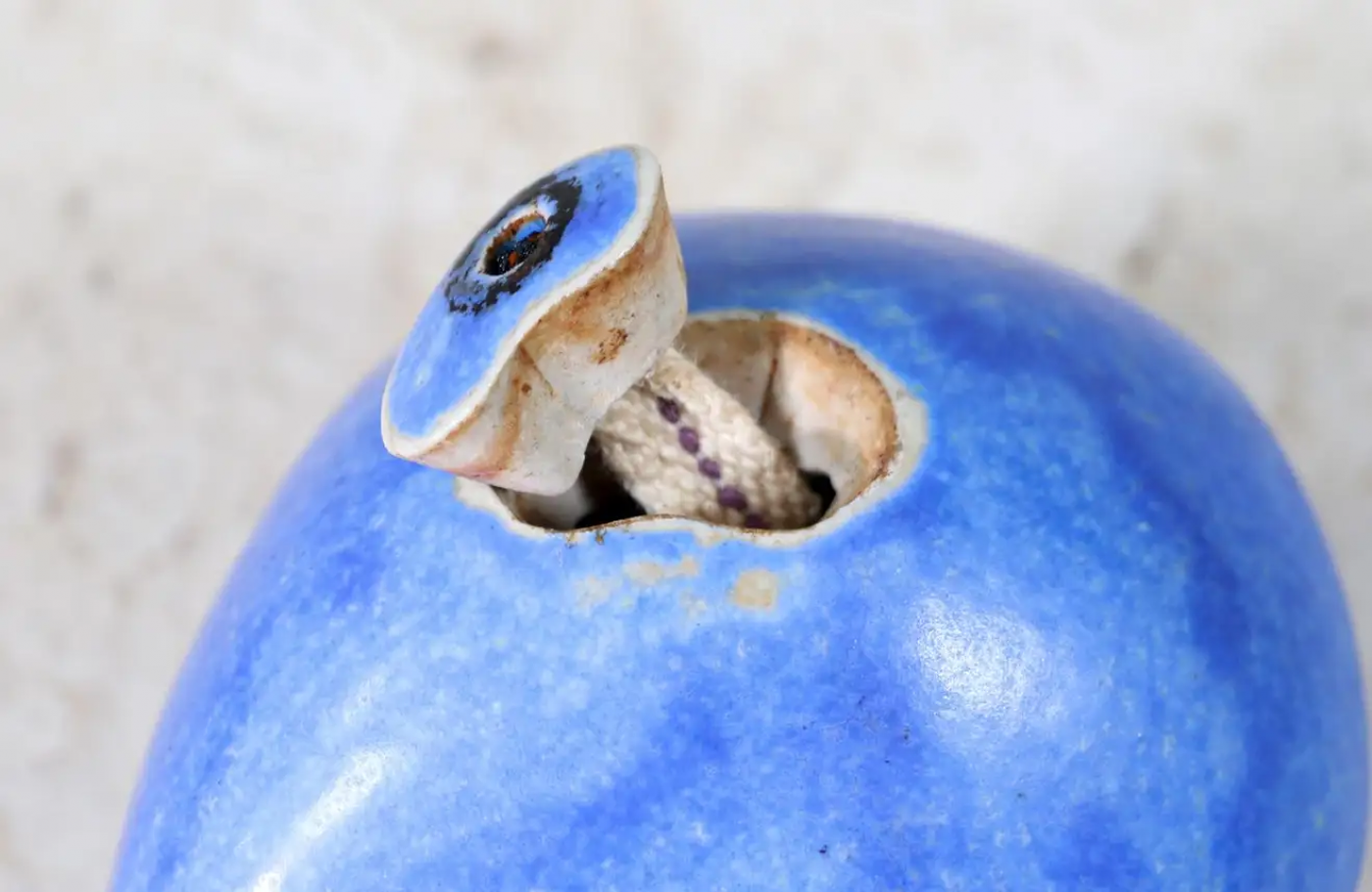 Mid-Century Modern Blue Glazed Ceramic Weed Pot Vases