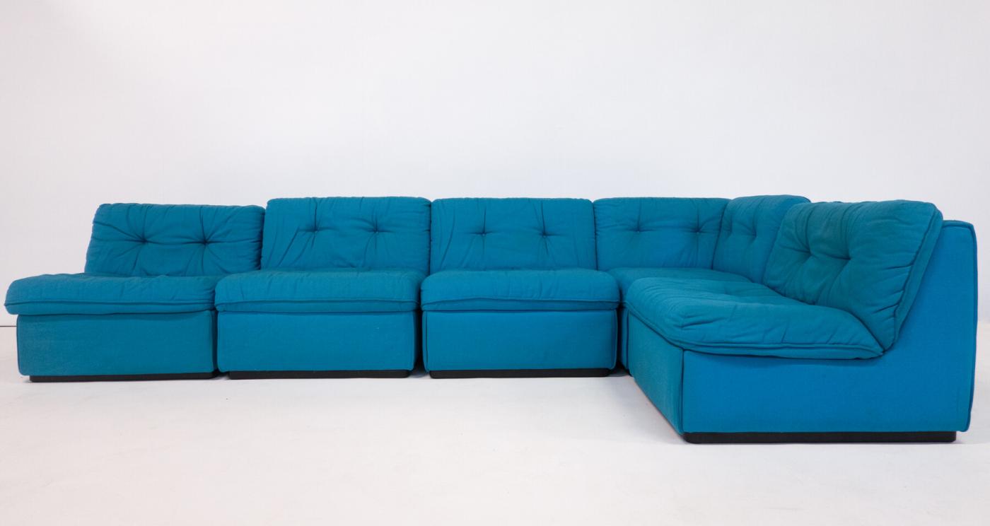 Mid Century Modern Blue Modular Sofa