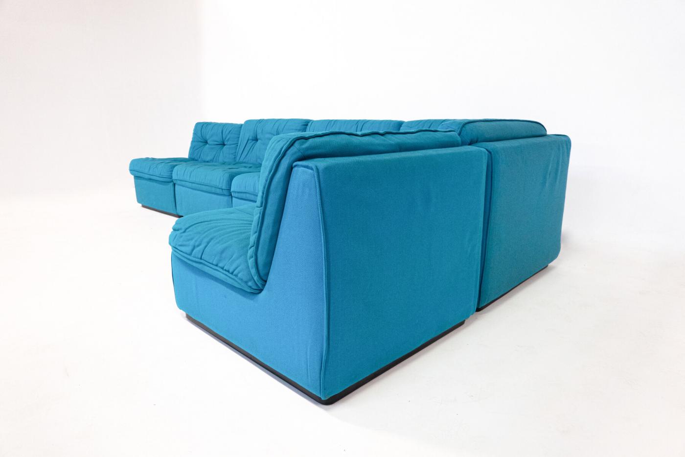 Mid Century Modern Blue Modular Sofa