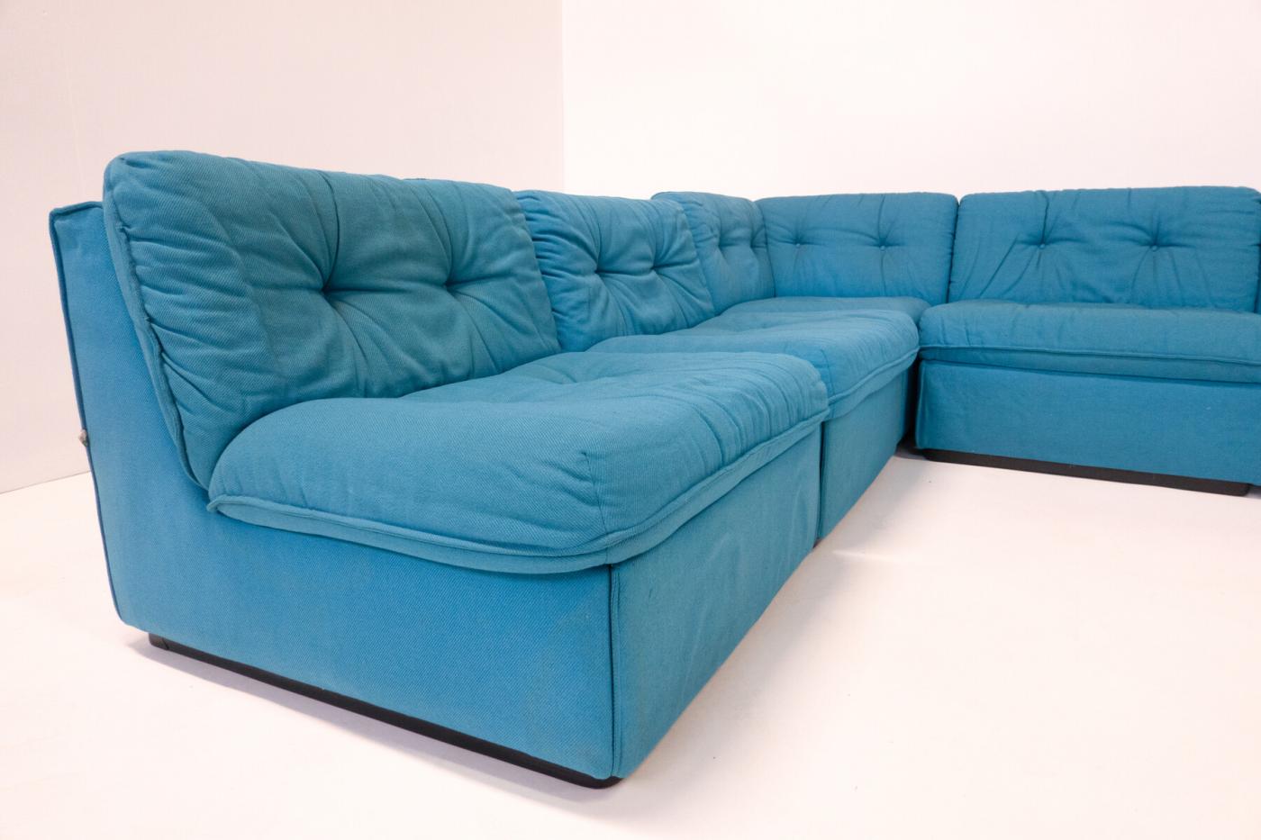Mid Century Modern Blue Modular Sofa