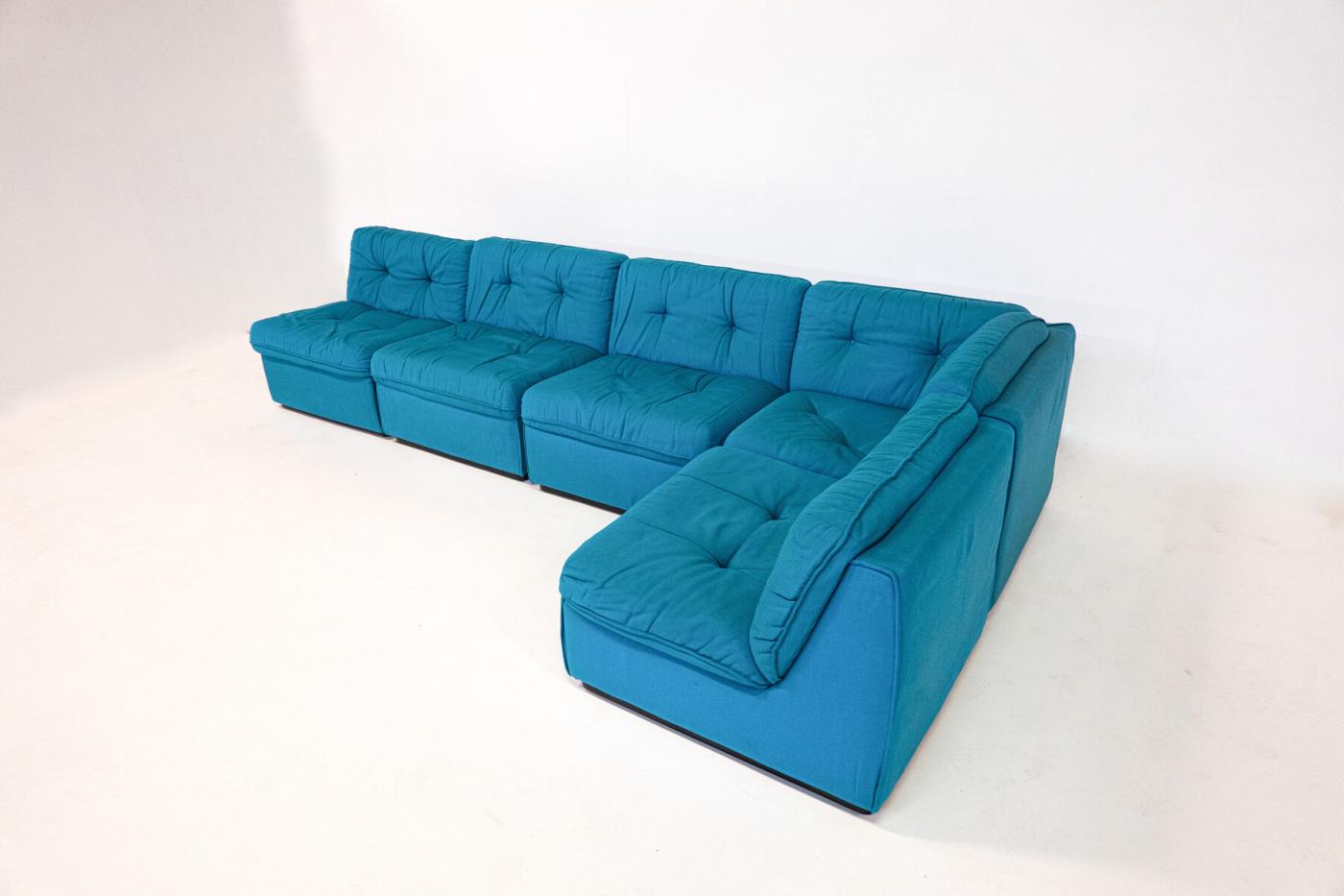 Mid Century Modern Blue Modular Sofa