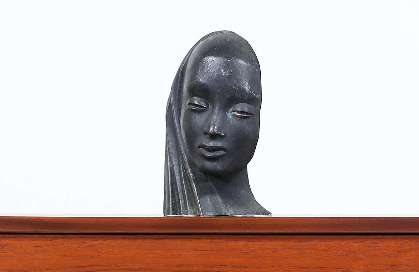 Mid-Century Modern Bronze Women Bust Sculpture
