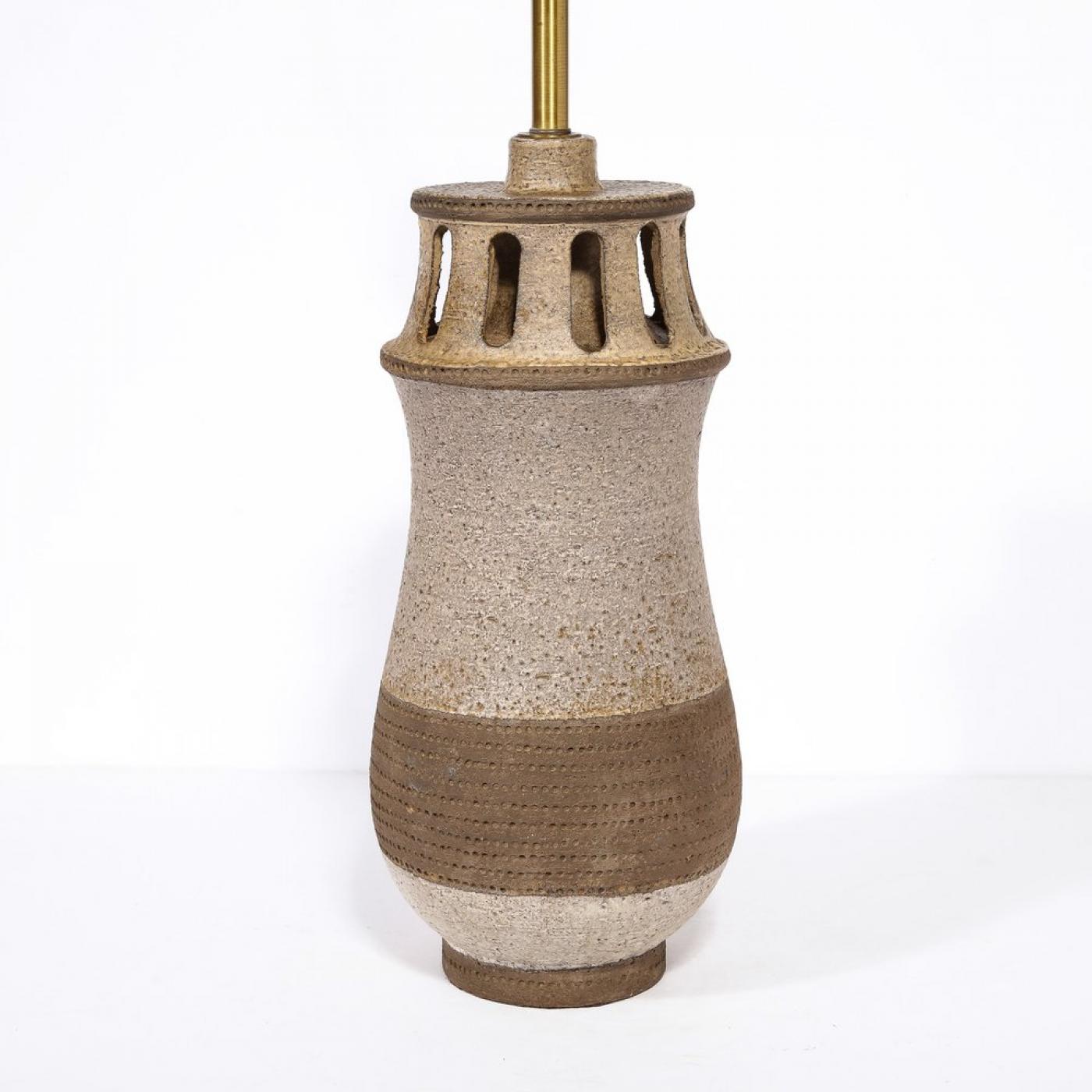 Mid-Century Modern Ceramic Table Lamp with Arcade Detailing and Raw ...