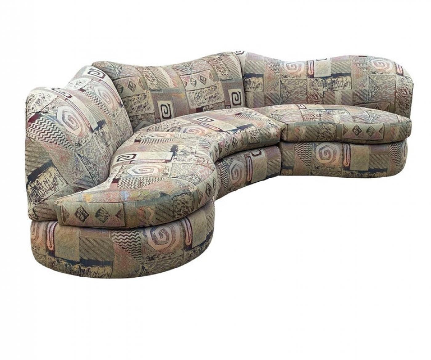 Mid-Century Modern Curved Circular Sectional Sofa