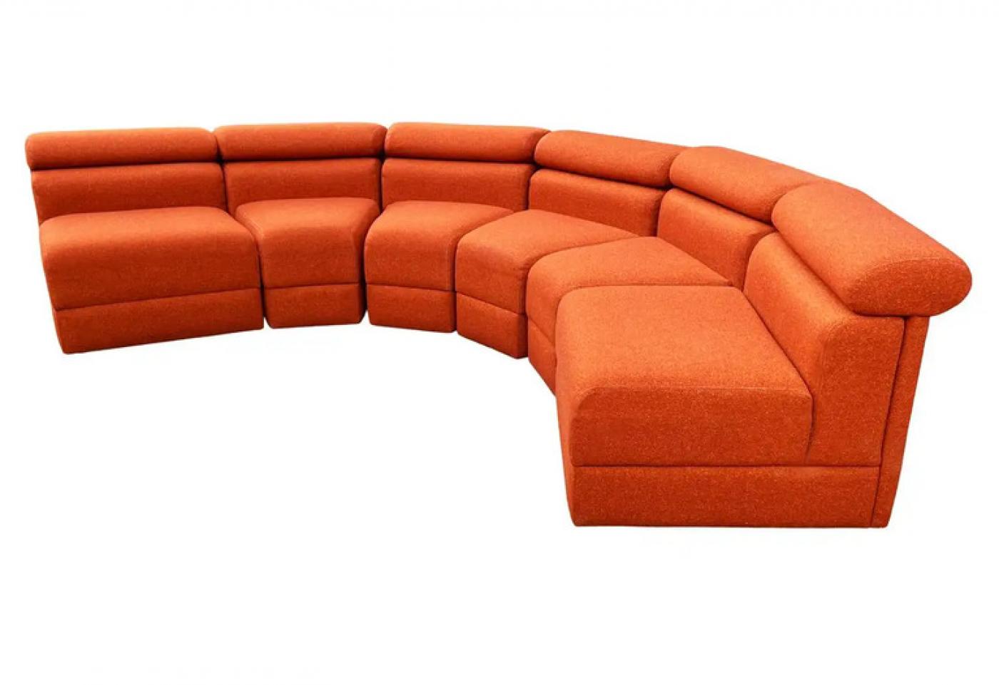 Mid Century Modern Curved or Circular Modular Serpentine Sofa