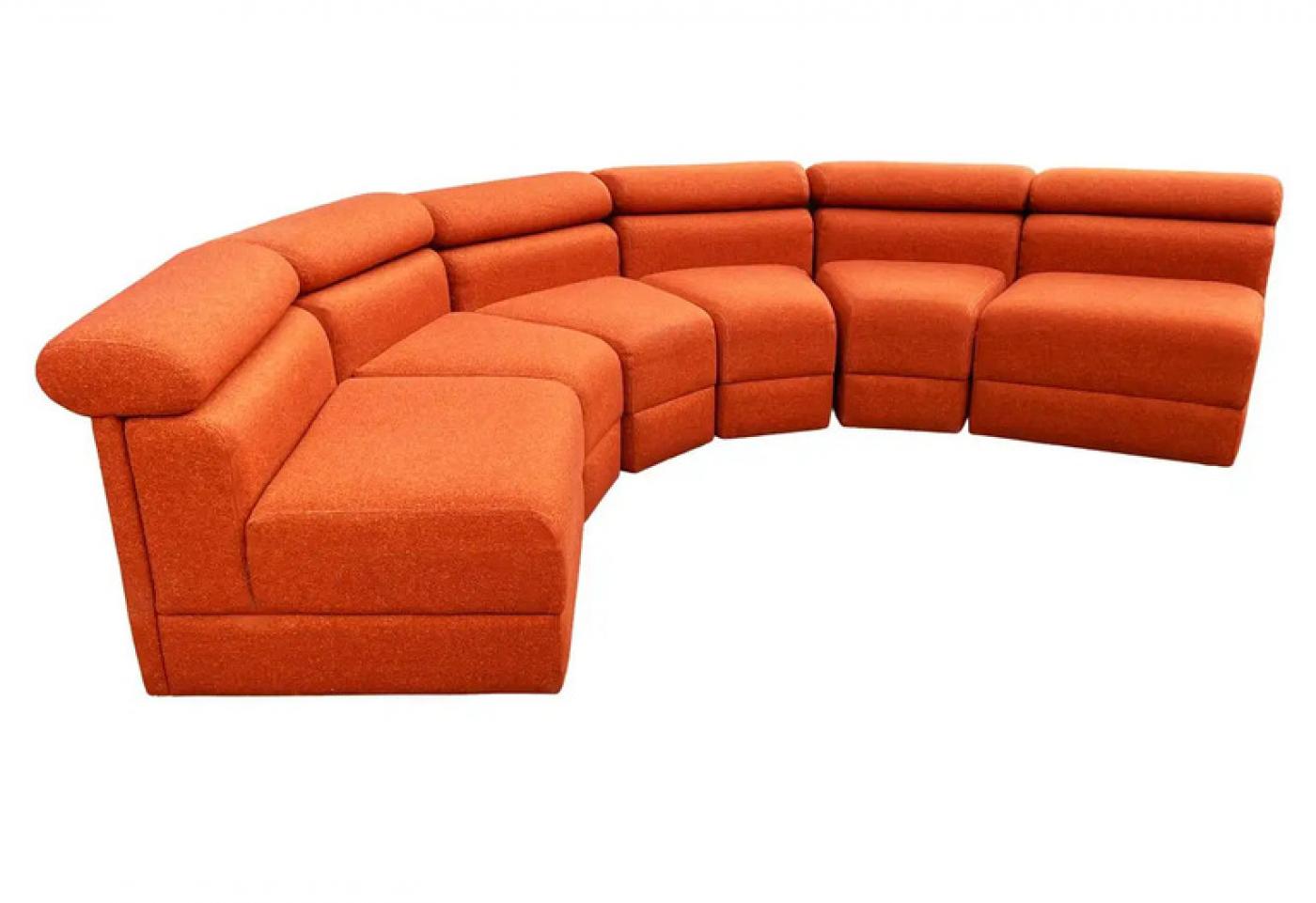 Mid Century Modern Curved or Circular Modular Serpentine Sofa