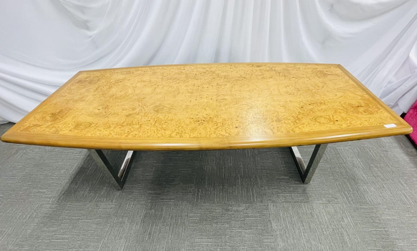 Mid-Century Modern Dining / Conference Table, Burl Wood, Chrome ...