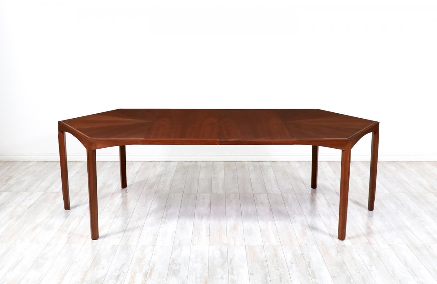 Mid-Century Modern Expanding Hexagonal Walnut Dining Table