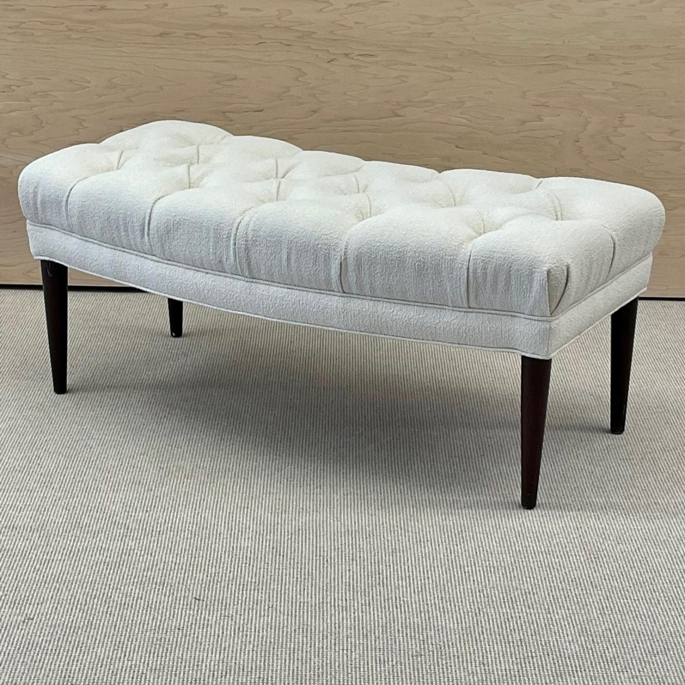 Mid-Century Modern Freeform Tufted Bench, American Designer, Ebony Wood ...