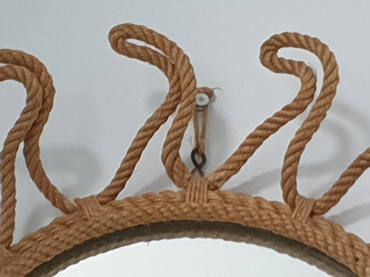 Mid Century Modern French rope mirror attributed to Adrien Andoux ...