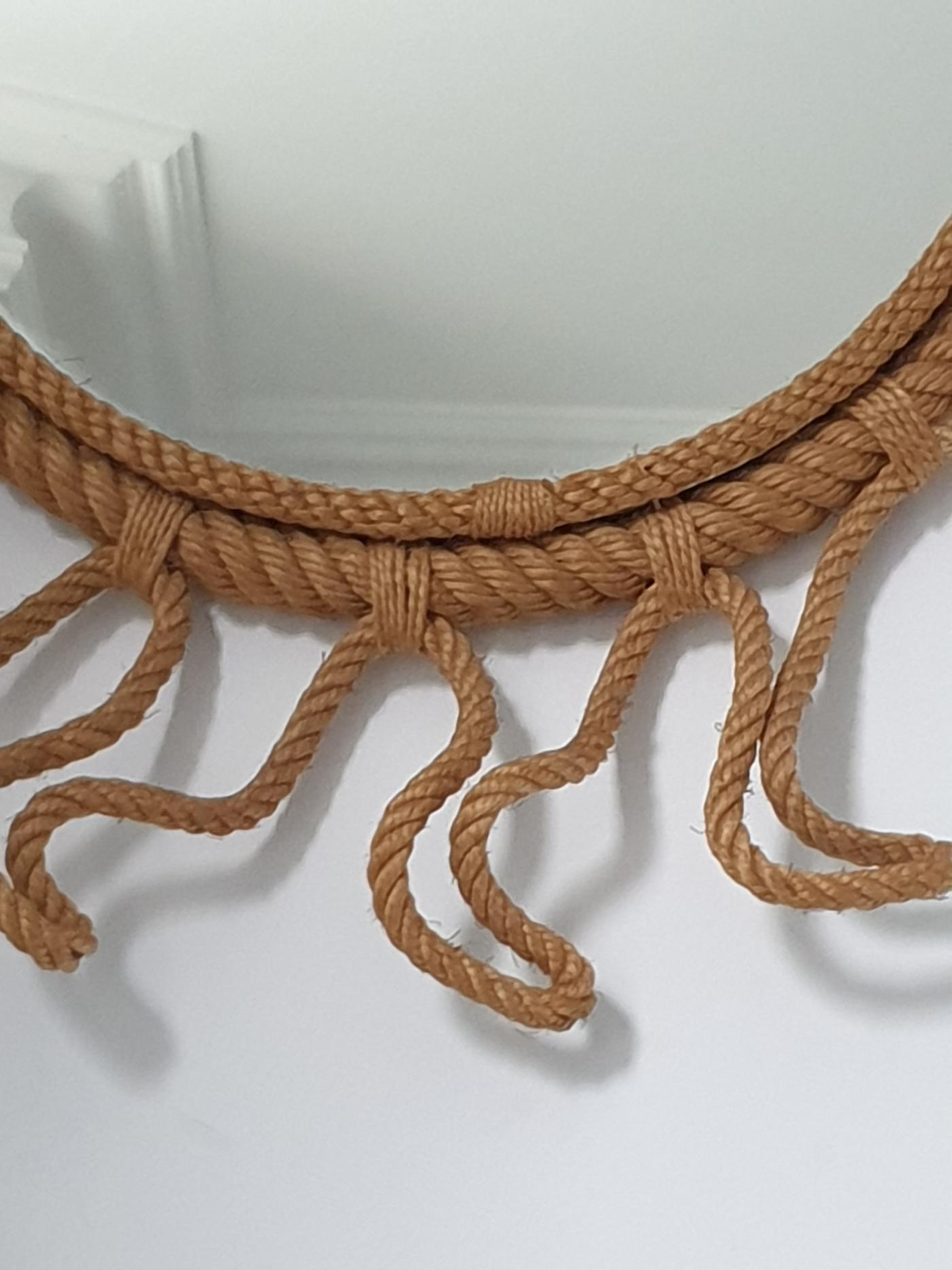 Mid Century Modern French rope mirror attributed to Adrien Andoux ...