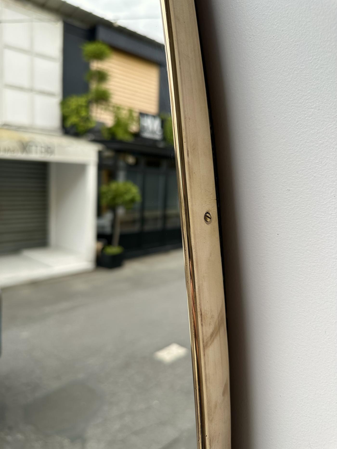 Mid-Century Modern Full-Length Brass Free Form Mirror. Italy, 1950s