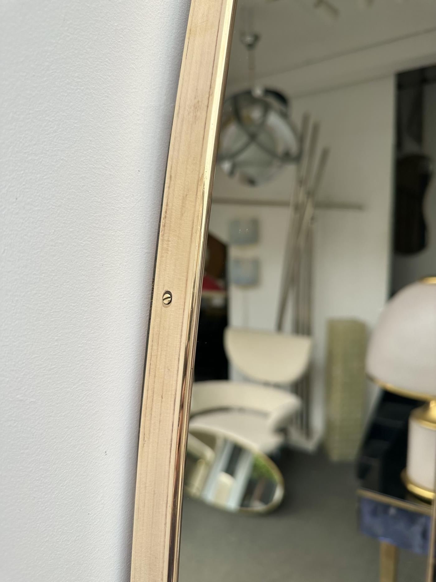 Mid-Century Modern Full-Length Brass Free Form Mirror. Italy, 1950s