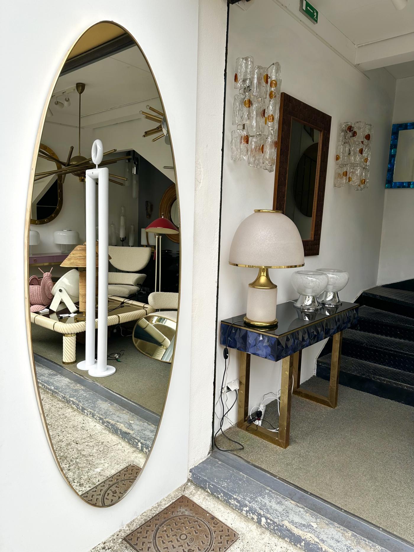Mid-Century Modern Full-Length Brass Free Form Mirror. Italy, 1950s