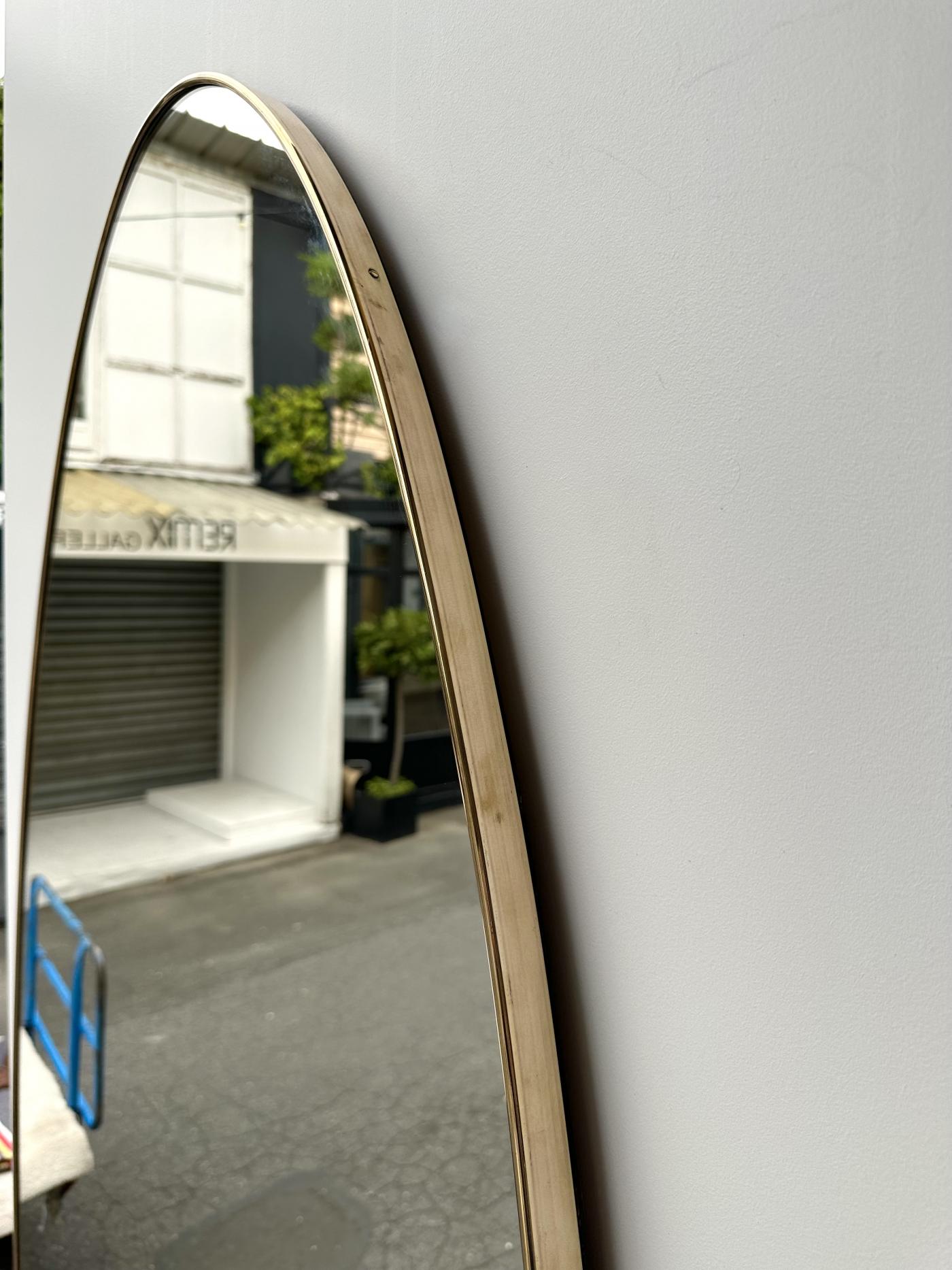 Mid-Century Modern Full-Length Brass Free Form Mirror. Italy, 1950s