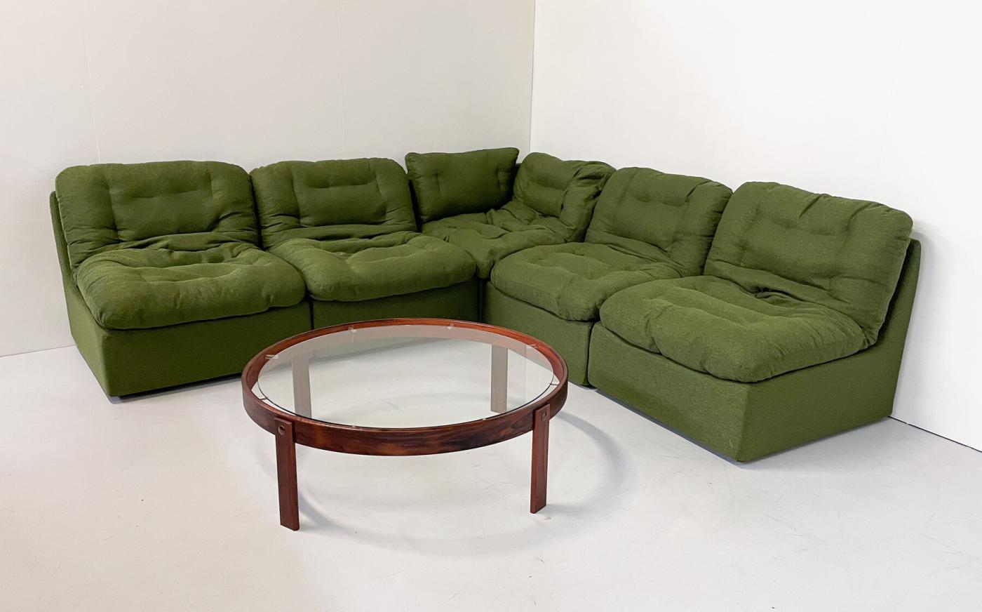 Mid Century Modern Green Modular Sofa