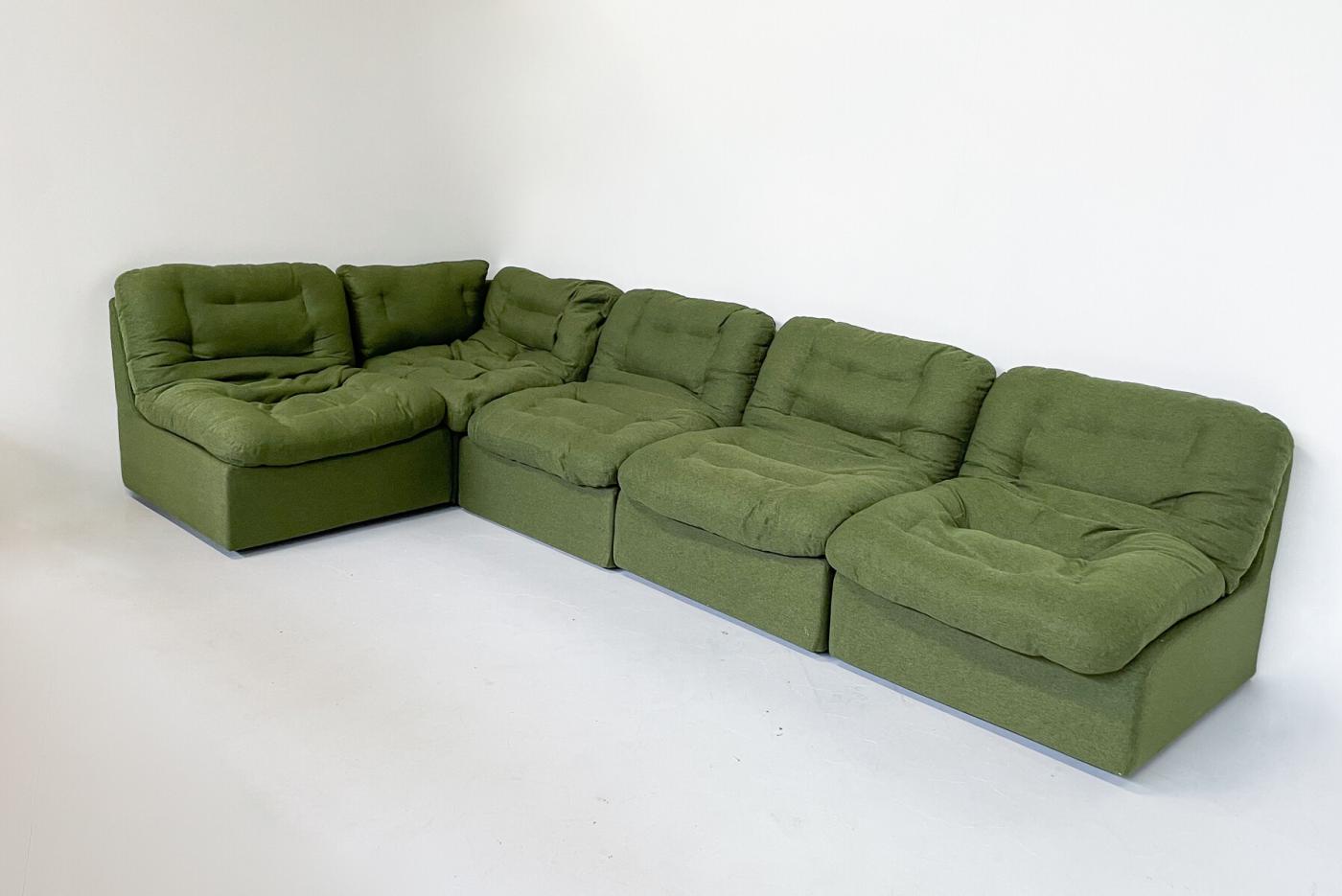 Mid Century Modern Green Modular Sofa