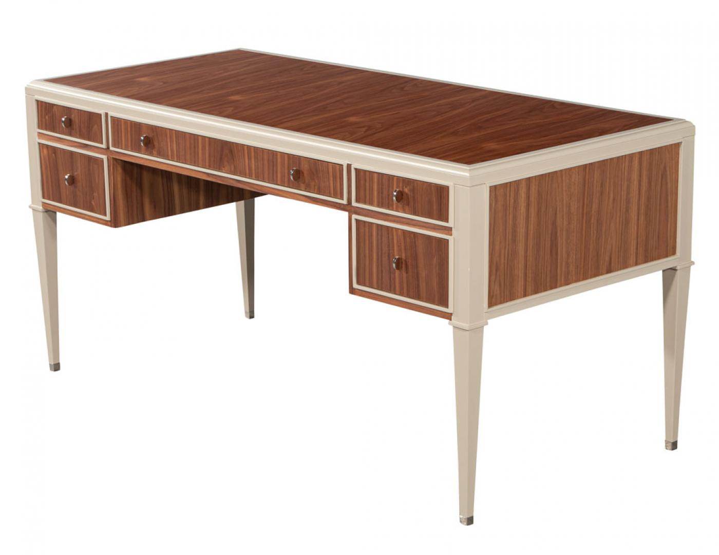 Mid-Century Modern Inspired 2-Tone Walnut Writing Desk