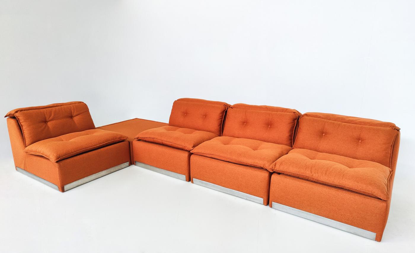 Mid Century Modern Italian Orange Modular Sofa