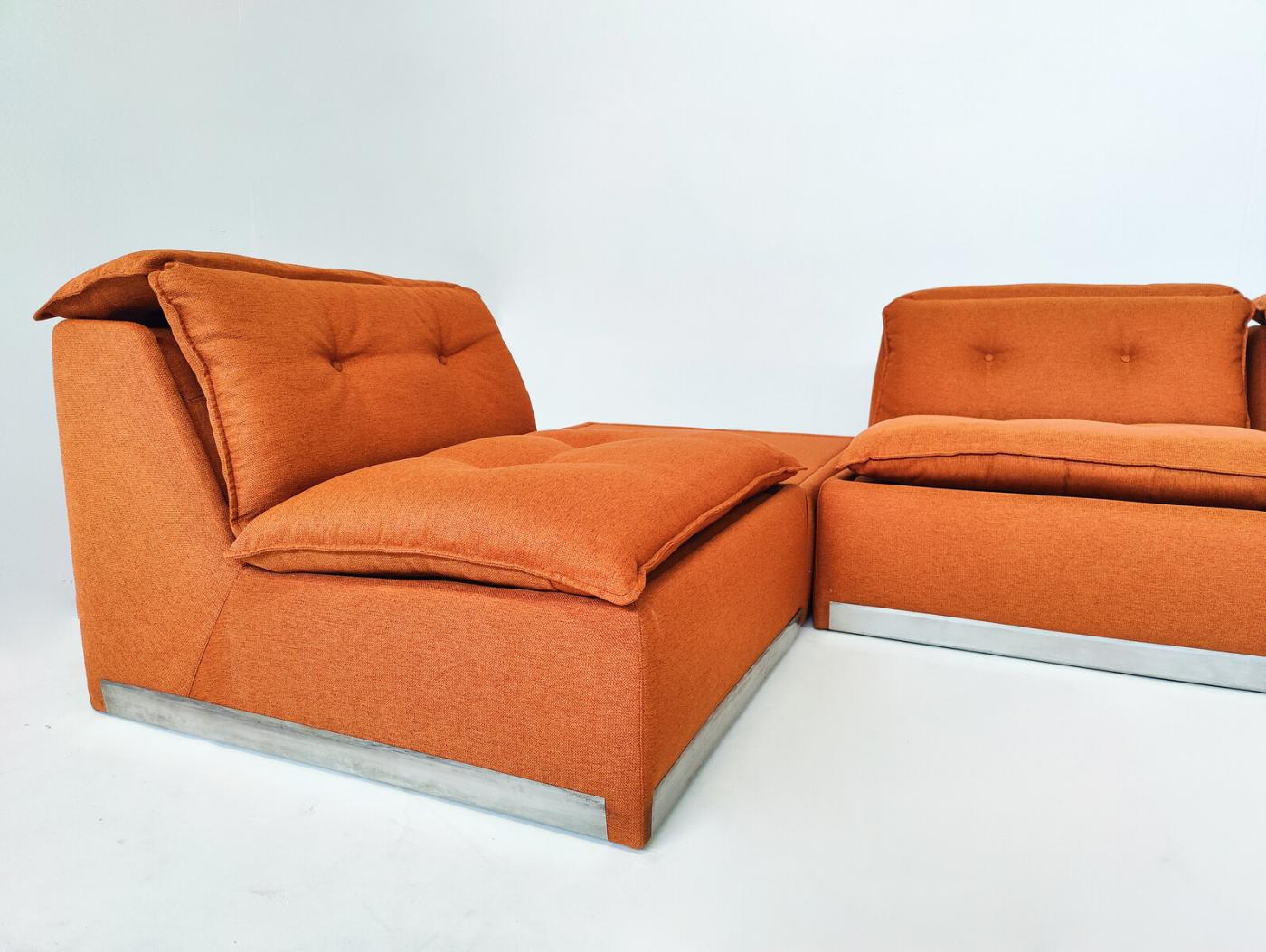 Mid Century Modern Italian Orange Modular Sofa