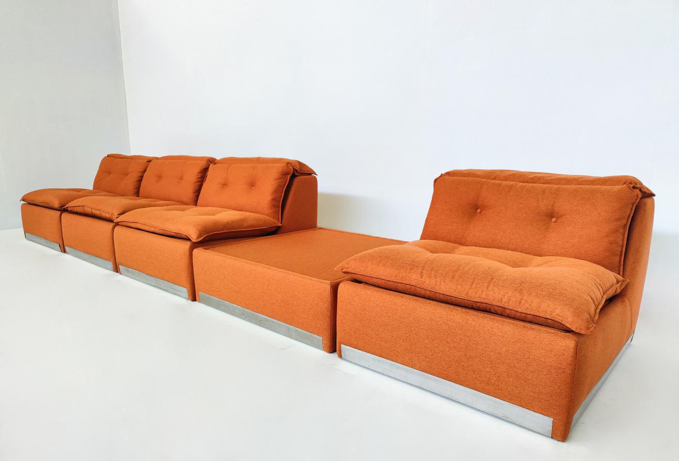 Mid Century Modern Italian Orange Modular Sofa