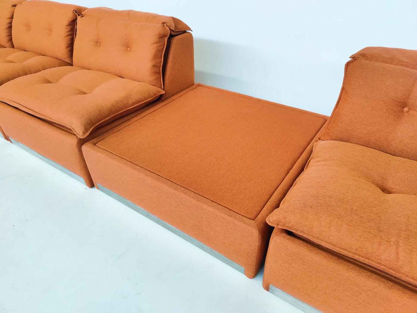 Mid Century Modern Italian Orange Modular Sofa