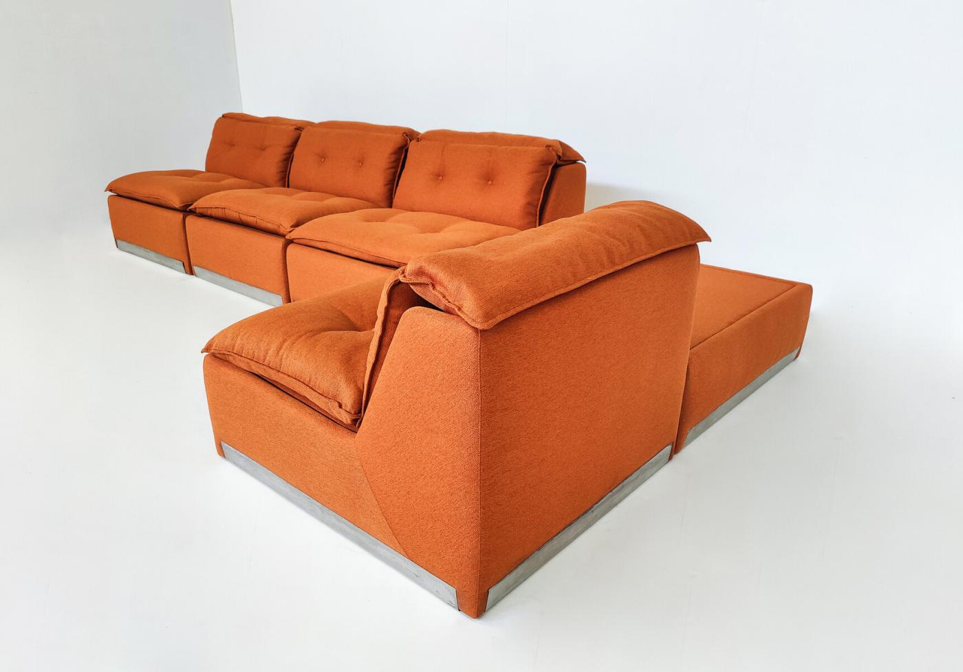 Mid Century Modern Italian Orange Modular Sofa