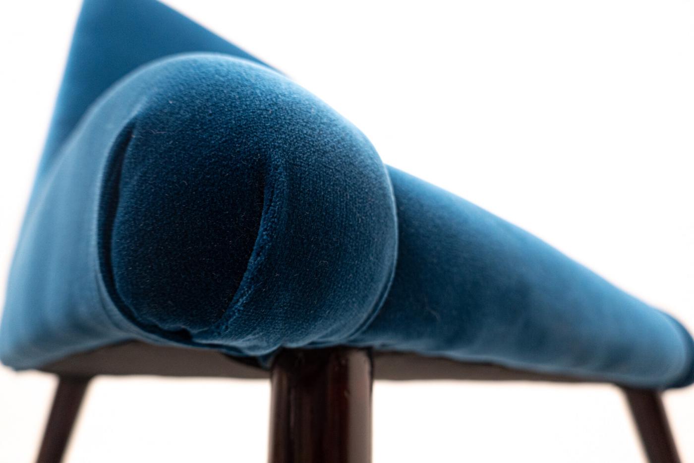 Mid Century Modern Italian Seating Set in Blue Velvet