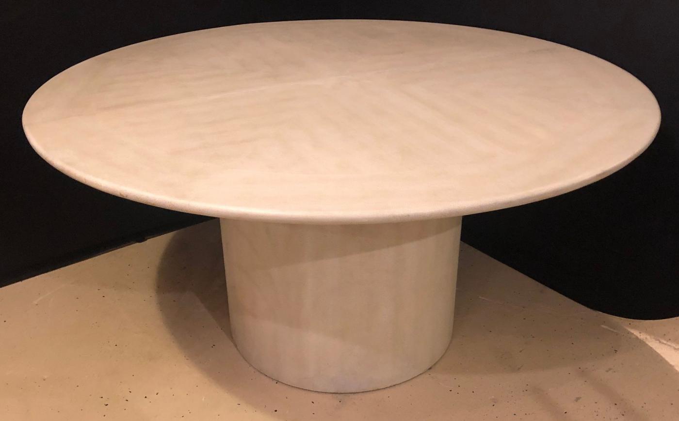Mid-Century Modern Lizard Embossed Karl Springer Circular Dining Table