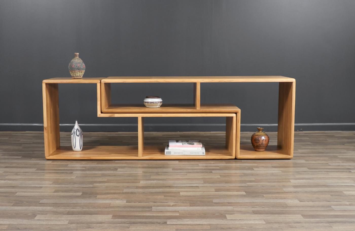 Mid-Century Modern Modular Oak Bookshelves System