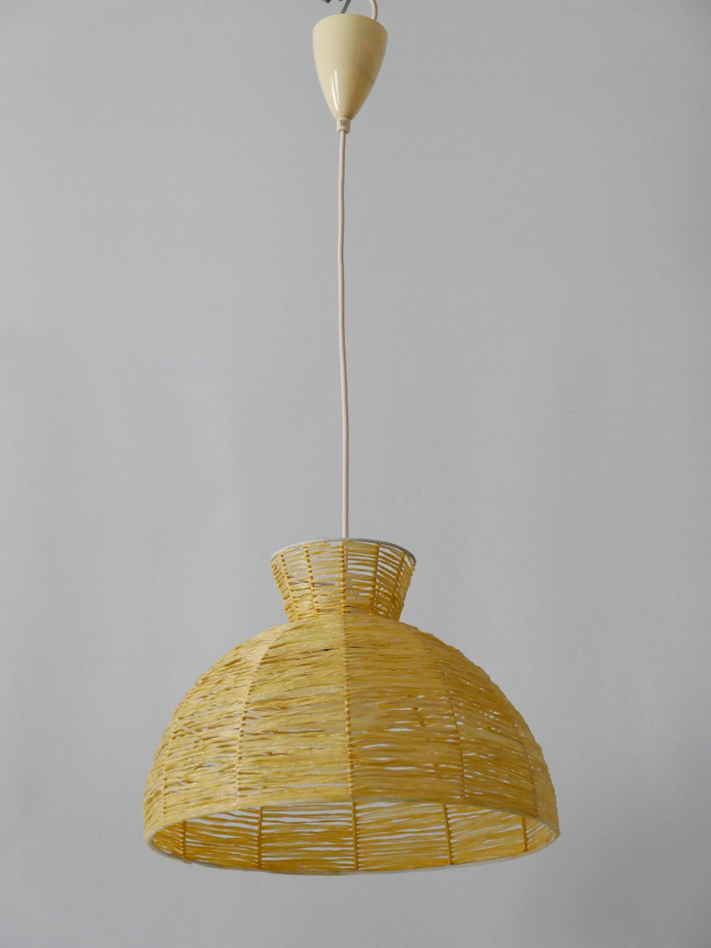 Mid-Century Modern Raffia Bast Pendant Lamp or Hanging Light Germany 1970s