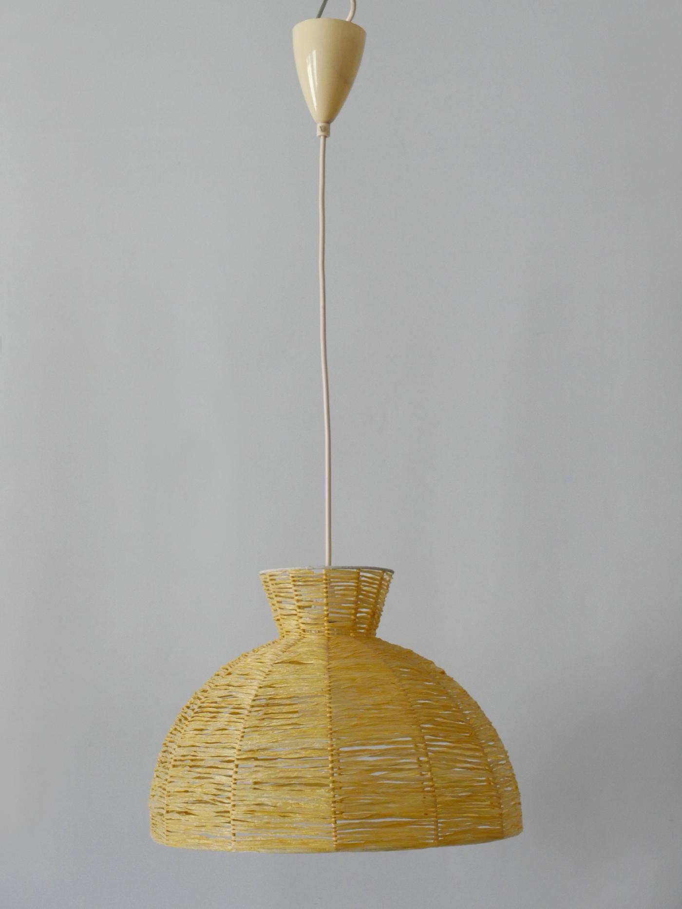 Mid-Century Modern Raffia Bast Pendant Lamp or Hanging Light Germany 1970s