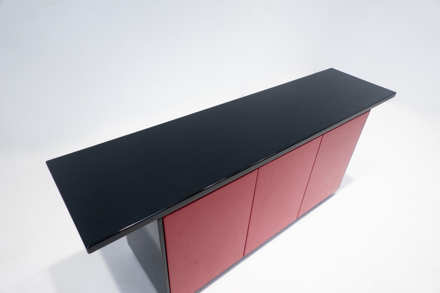 Mid Century Modern Red & Black Sideboard