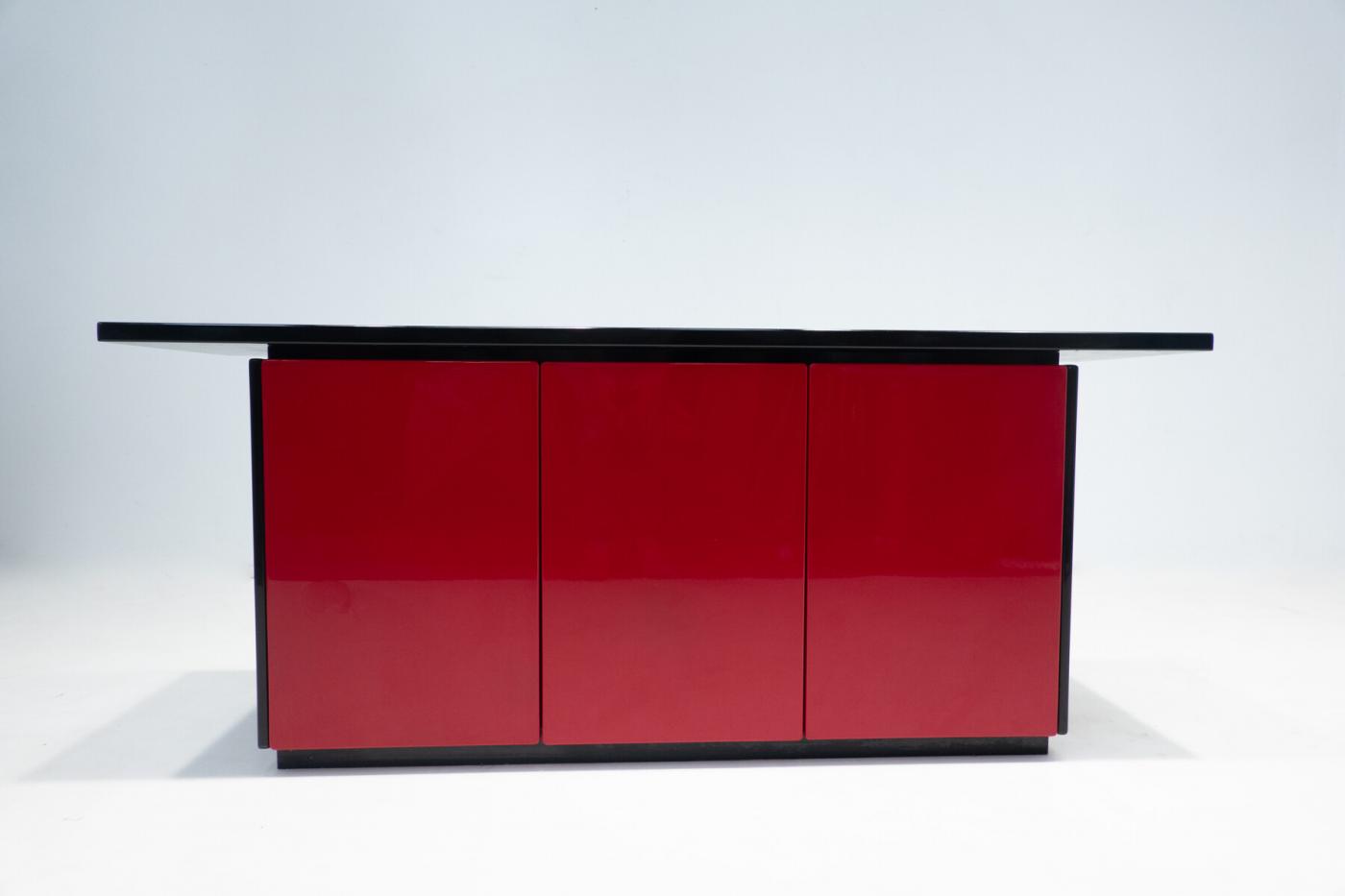 Mid Century Modern Red & Black Sideboard