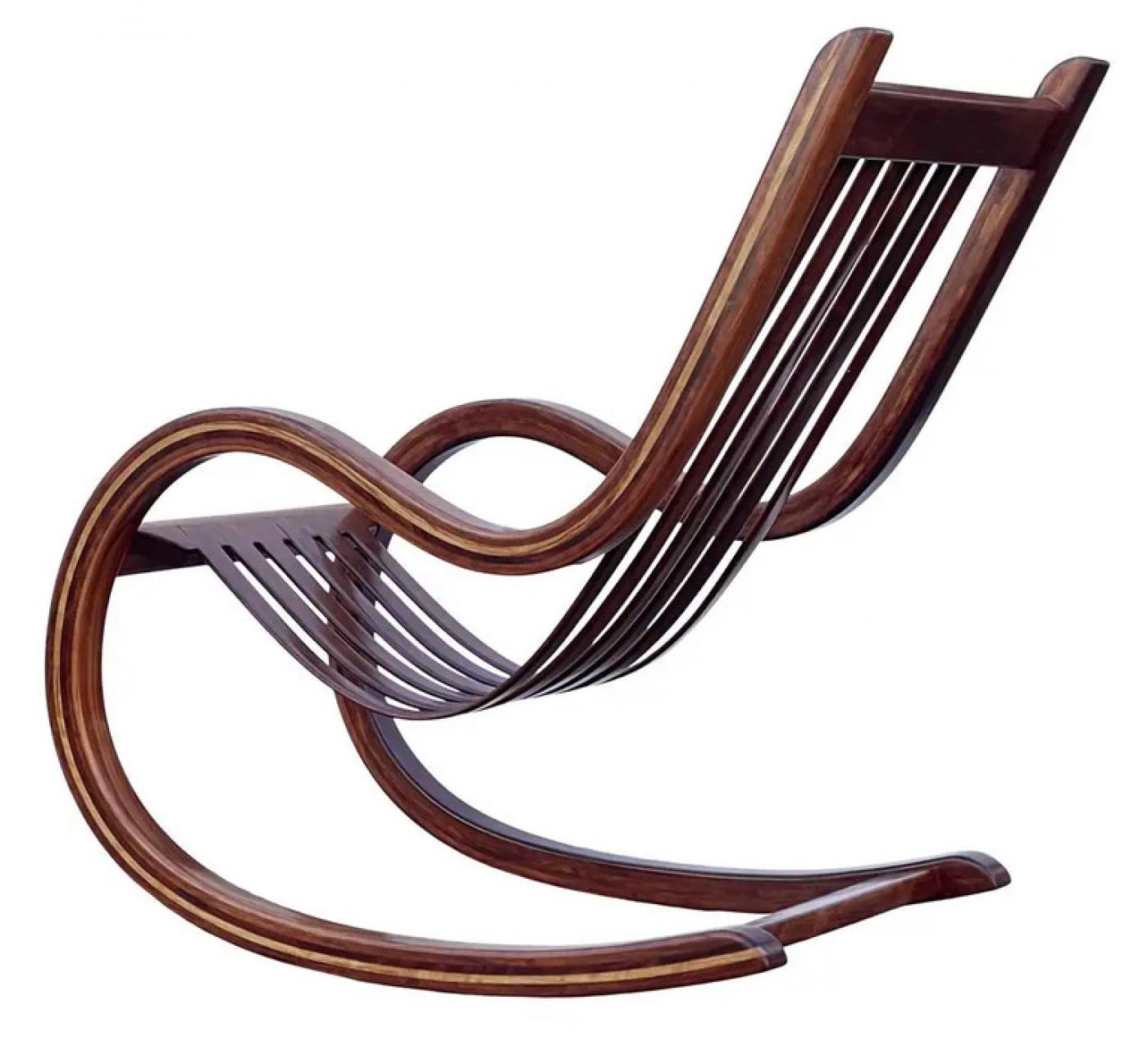 Mid-Century Modern Sculptural Studio Made Lounge Rocking Chair in ...