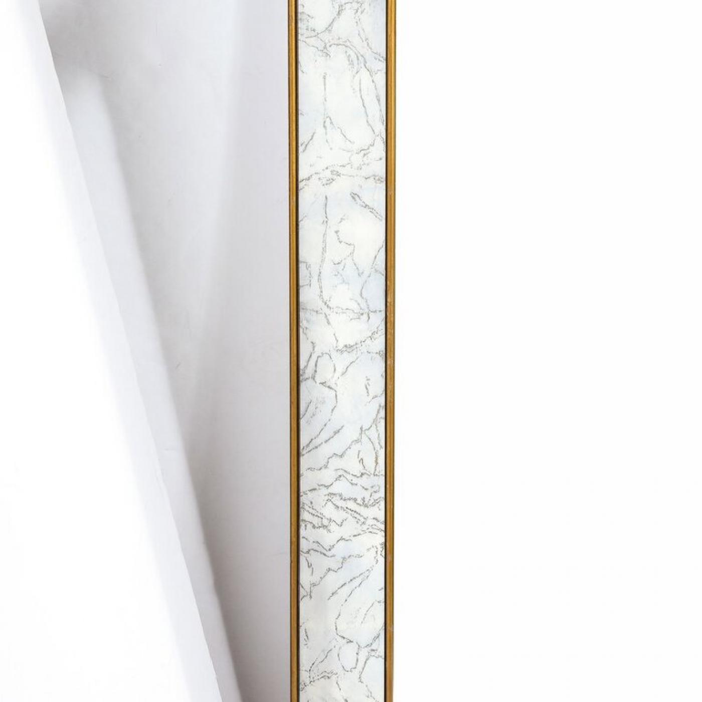 Mid-Century Modern Shadowbox Mirror with Gilt Detailing & Gold Marbled ...