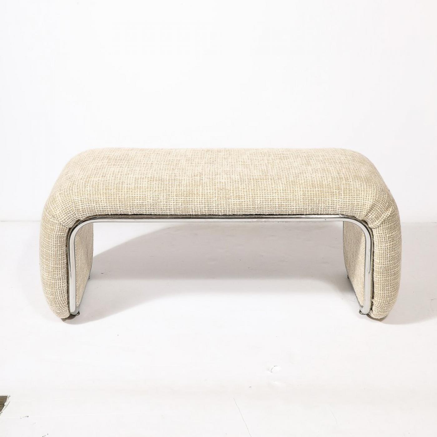 Mid-Century Modern Streamlined Waterfall Bench in Chrome & Holly Hunt ...
