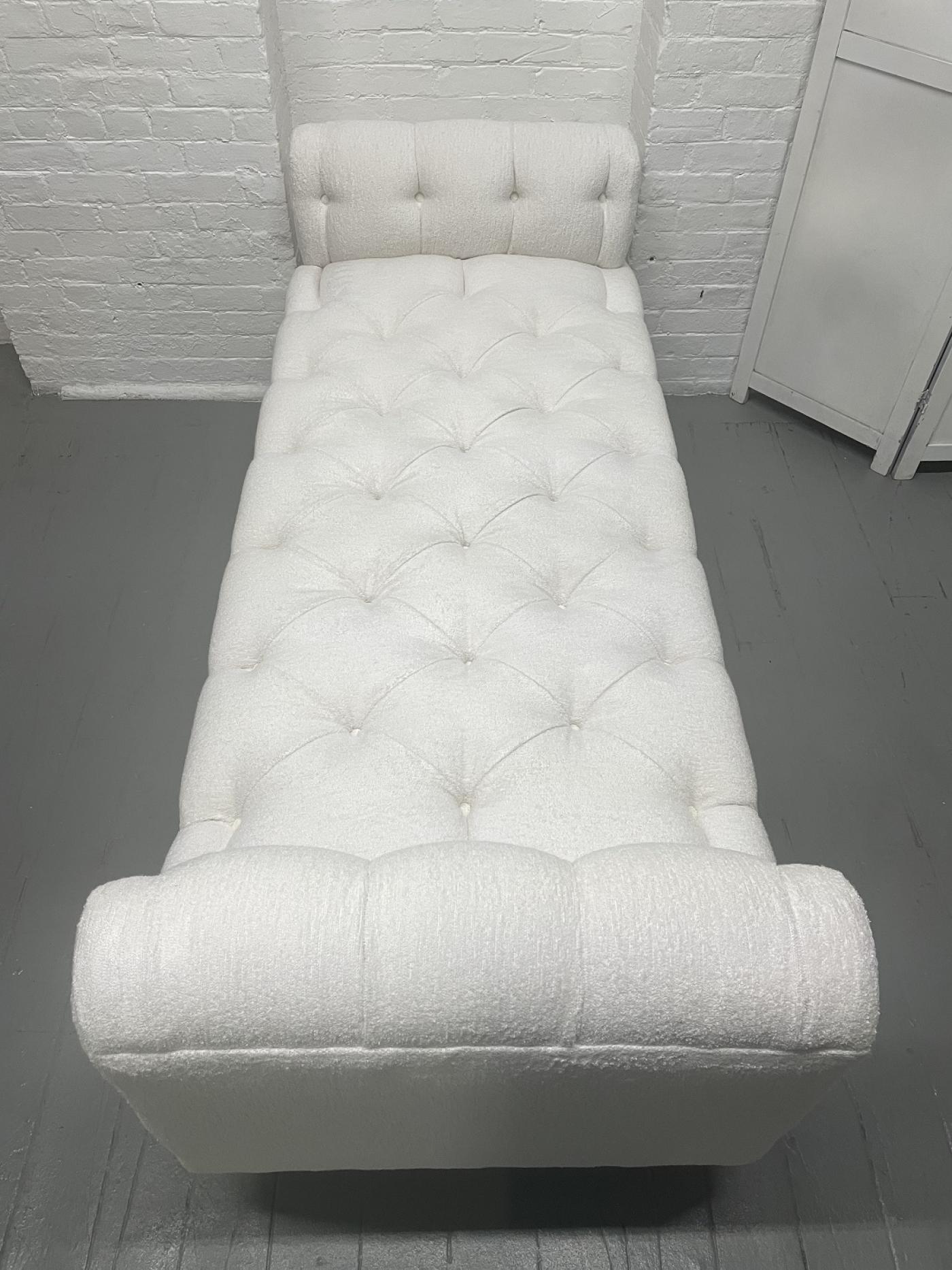 Mid Century Modern Tufted Bench in Bouclé
