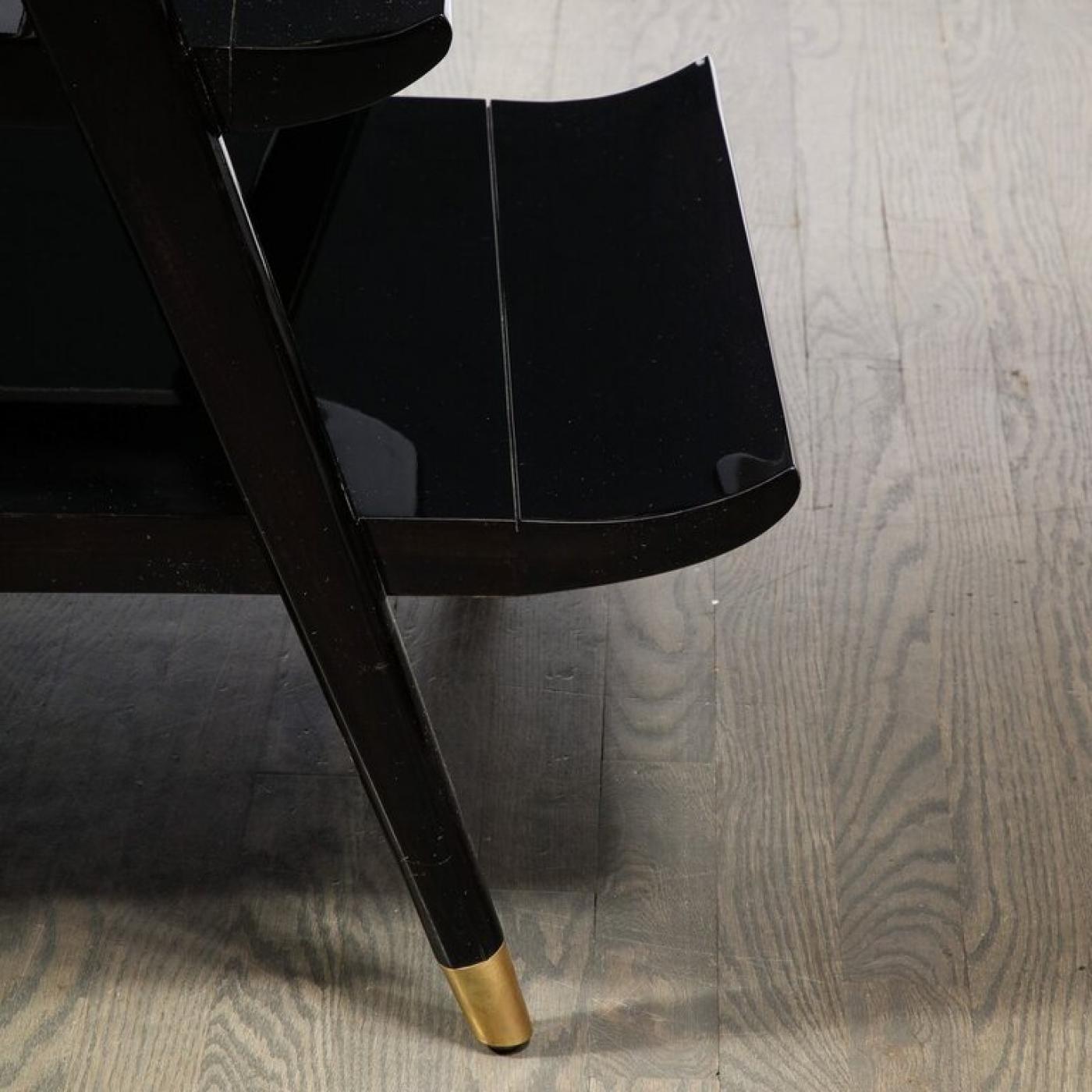 Mid-Century Modern Two Tier Ebonized Walnut Side/Occasional Tables