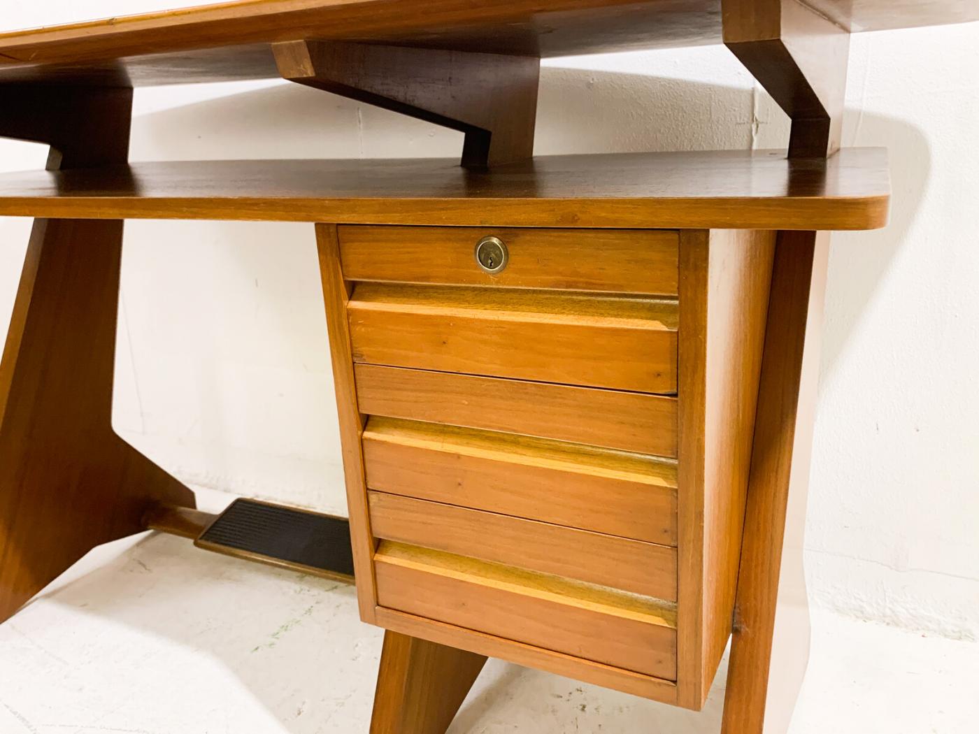 Mid Century Modern Wooden Desk with Drawers